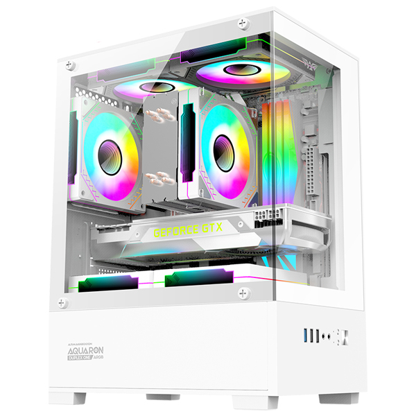 ARMAGGEDDON AQUARON DUPLEX ONE ARGB WHITE MICROATX GAMING CASE- TULIP ...